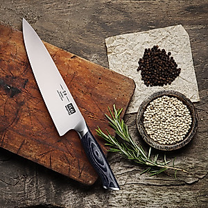 SHAN ZU 8 inch Japanese Chef Knife, Chefs Knife Kitchen Knives, Japanese Super Steel Sharp Chef's Knives with K133 Ergonomic Handle, Black Tortoise Genbu Series