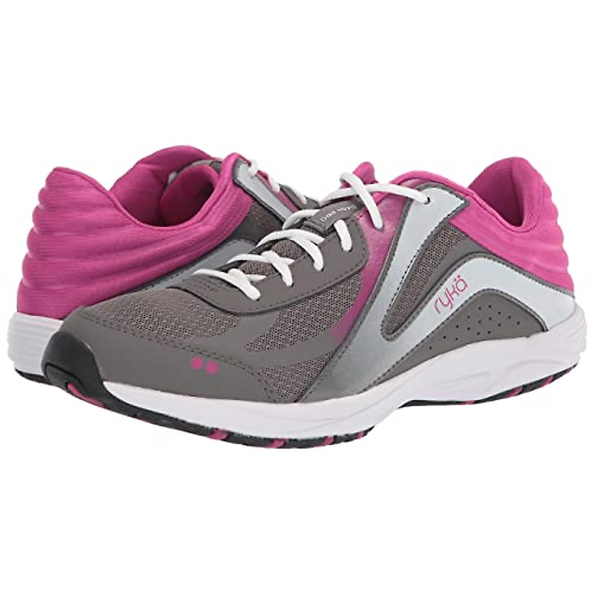 Ryka Women's Dash Pro Walking Shoe Grey/Pink 10 M