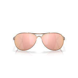 Oakley Women's OO4079 Feedback Aviator Sunglasses, Satin Rose Gold/Prizm Rose Gold, 59 mm