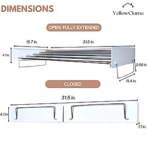 Wall Mounted Drying Rack - Clothes Drying Rack Wall Mounted - Laundry Drying Rack Wall Mount - Drying Rack Clothing Wall Mounted - Stainless Steel 5 Rods - 2 foldable hanger supports (31.5" Wide)