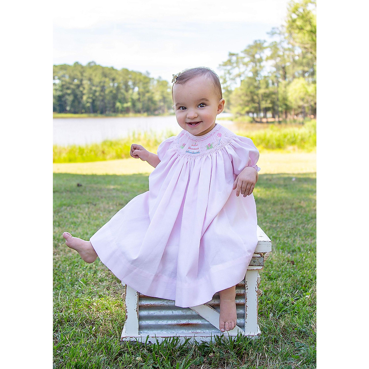 Petit Ami Baby Girls' Birthday Smocked Dress, 24 Months, Pink