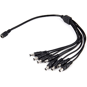 DC 1 Female to 8 Male Output Power Splitter Cable 3 Pcs 1 to 8 DC CCTV Camera Power Splitter Cable Y Adapter for CCTV Security Cameras and LED Strip Lights Deguangxin (3 Pcs 1 to 8 Way)