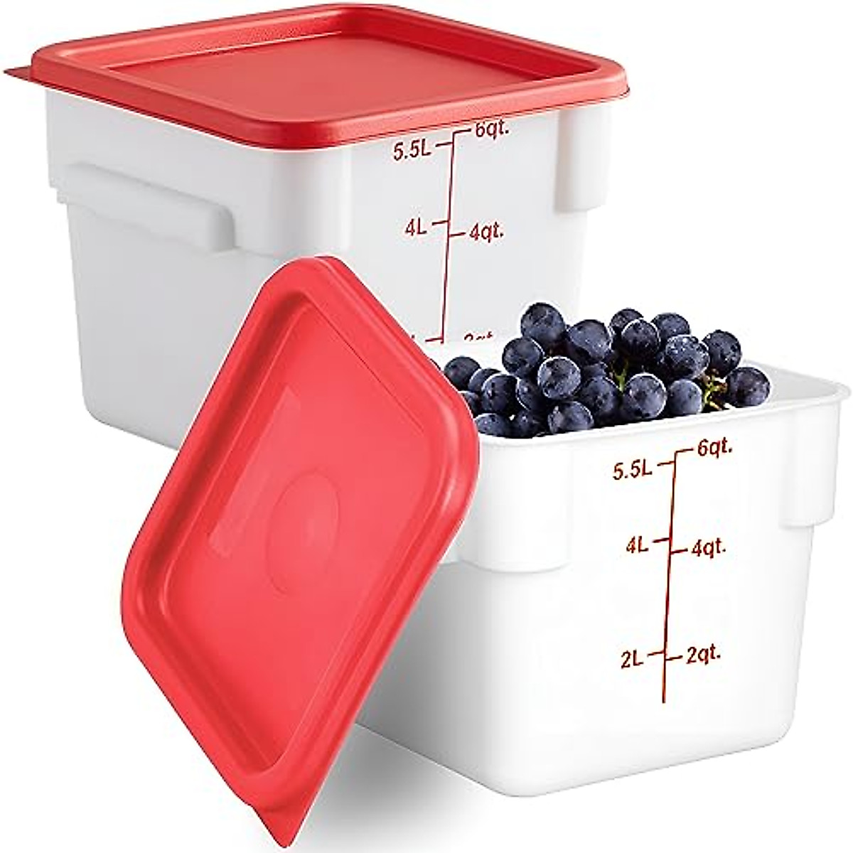 CUSINIUM 2-Pack - 6qt White Square Food Storage Containers with Lids