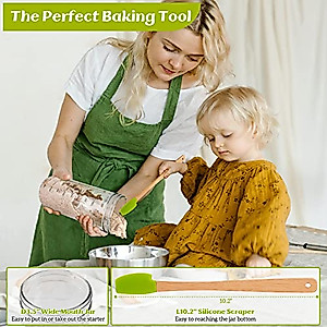 WAVEWISE 1000ML Sourdough Starter Jar Wide Mouth with Thermometer Strip, Scraper, Cloth Cover, Aluminum Lid and Date Marked Feeding Band, 35 Oz Sourdough Starter Jar Kit for Sourdough Bread Baking