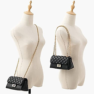 Crossbody Bags for Women Small Quilted Faux Leather Cute Cross Body Bag Purses for Women Designer Shoulder Bag Trendy Women's Crossbody Handbags Fashion Light Weight Chain Strap Purse Black