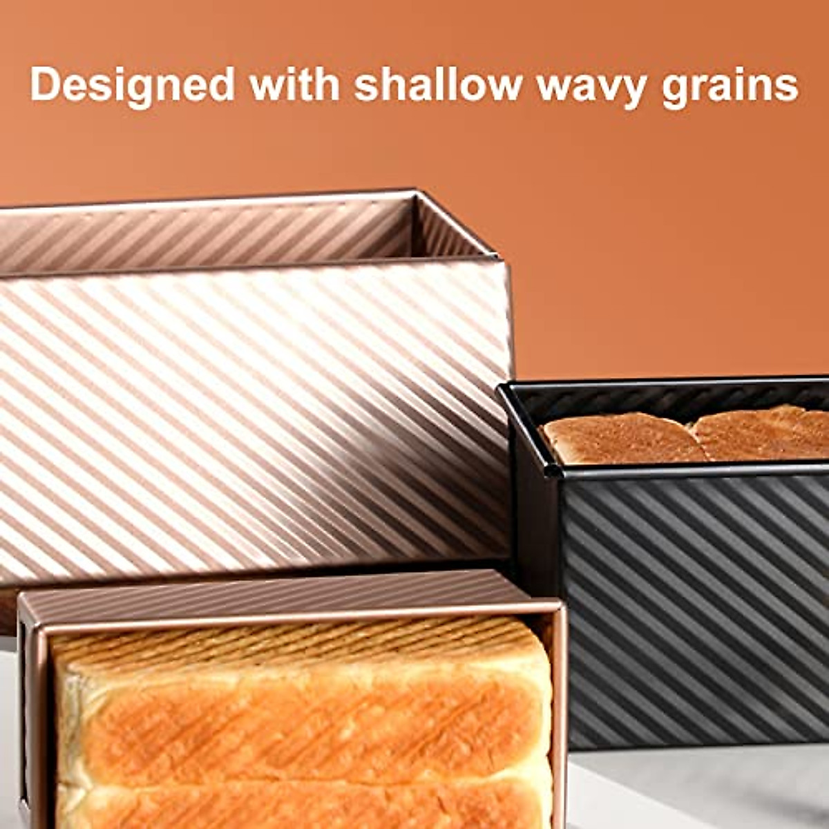 VTOSEN Bread Baking Pan - Non Stick Bread Bakeware Mold with Wavy Grain Vent for Homemade Bread - Perfect Bread Loaf Pan for Bakery Kitchen(Black)