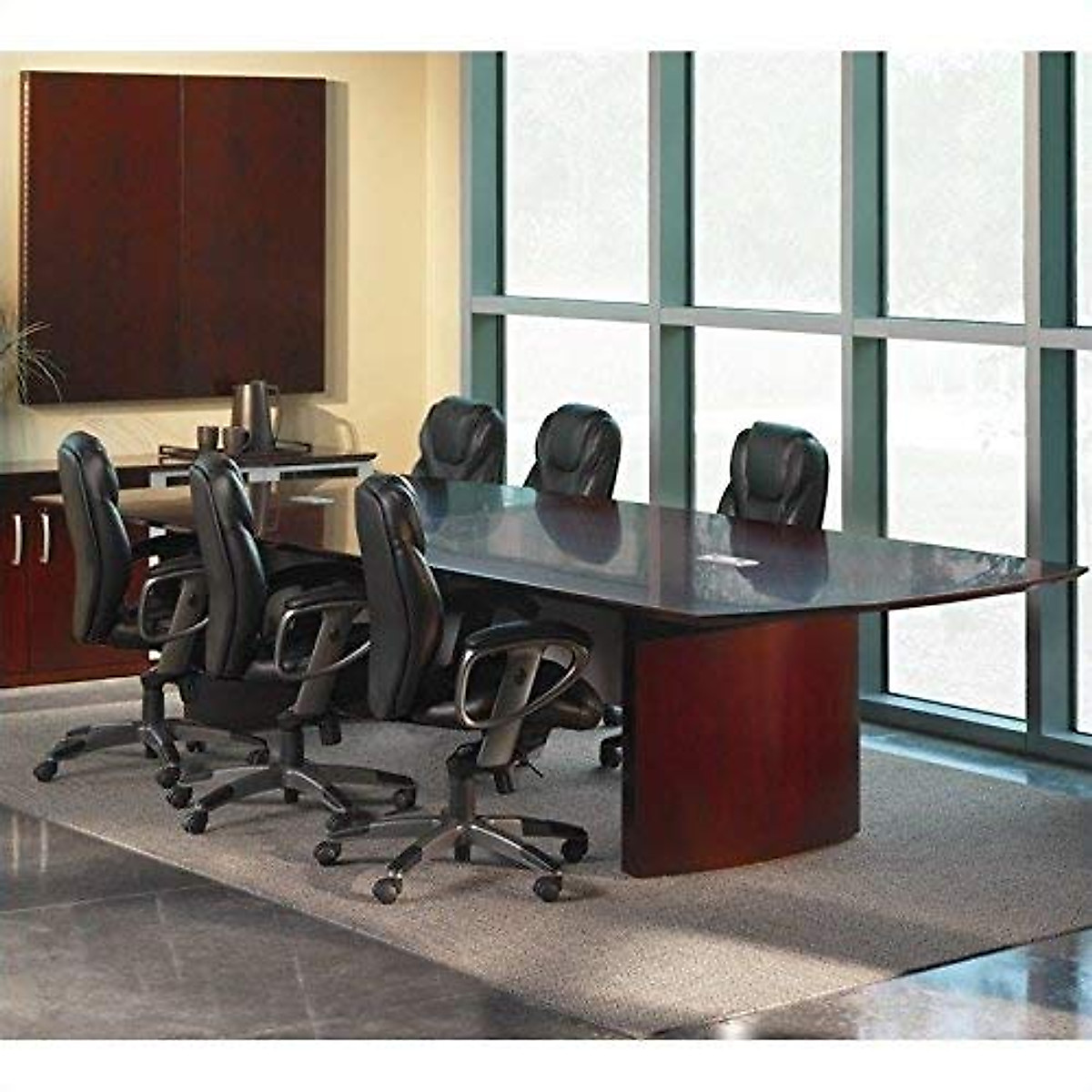 Safco Products Mayline Napoli 12'W x 48"D Curved End Rectangle Conference Table, Mahogany Veneer