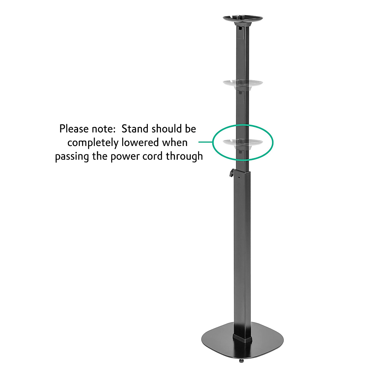 ynVISION.DESIGN E-Z Height Adjustable Floor Stands Compatible with Sonos One, One SL, or Play:1 | 2 PACK | Pair | Adjusts 29.1" - 46.5" Built in Cable Management