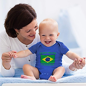 Custom Boy & Girl Baby Bodysuit I'm Not Yelling I Am Brazilian Brazil Funny Cotton Baby Clothes Royal Blue Design Only Newborn