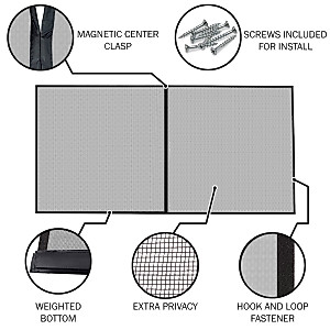 Pure Garden 998613PCR Magnetic Door Screen for Two Car Heavy Duty Weighted Garage Enclosure Curtain for Mosquito, Insect and Sun Protection, Black