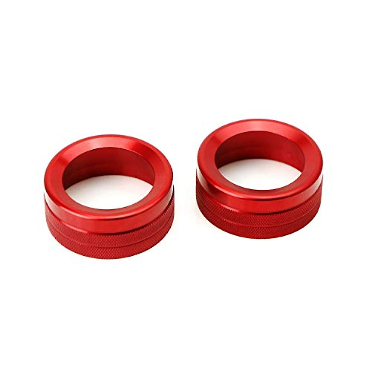 iJDMTOY 2pc Red Sports Aluminum AC Climate Control and Radio Volume Knob Ring Covers Compatible With Porsche 2014-up Macan, 2011-2018 Cayenne, 2010-2016 Panamera, 2012-2019 911