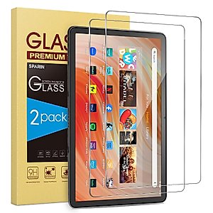 SPARIN 2 Pack Screen Protector for Amazon Fire HD 10 Tablet (2023/2021-13th/11th Generation) 10.1 Inch, 9H Hardness Tempered Glass for Fire 10/Fire HD 10 Plus/Fire HD 10 Kids/Kids Pro Tablet 2021
