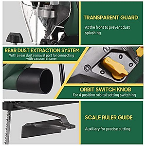 Jigsaw, KKnoon 6.5 Amp 3000 SPM Jig Saw with Laser, 800W Pure Copper Motor, 6 Variable Speed, 6 Replacement Blades, ±45° Bevel Cutting, 4 Orbital Settings, with Tool case
