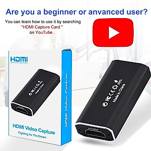 Audio Video Capture Card 1080P 30Hz HDMI to USB 2.0 Capture Card Record via DLSR for Gaming Streaming Live Broadcasting Teaching