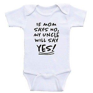 Heart Co Designs Uncle Baby Clothes - Uncle Will Say Yes - Funny Baby Outfit (3 Month)