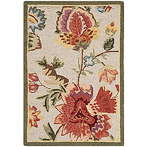 SAFAVIEH Chelsea Collection Accent Rug - 1'8" x 2'6", Sage, Hand-Hooked French Country Wool, Ideal for High Traffic Areas in Entryway, Living Room, Bedroom (HK331C)