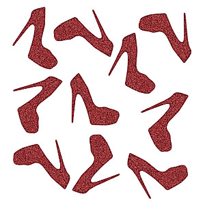 100 Counts High Heel Glitter Paper Confetti for Bachelorette Party Decorations Wedding Bridal Shower Table Decorating Scatters - Red