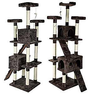 Confote 65” Multi-Level Cat Tree with 2 Condos and 3 Perches, Climber Tower Furniture for Large Cats Kitten