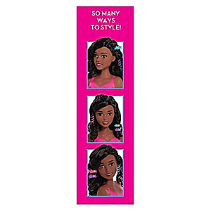 Barbie Fashionistas 8-Inch Styling Head, Dark Brown, 20 Pieces Include Styling Accessories, Hair Styling for Kids, by Just Play