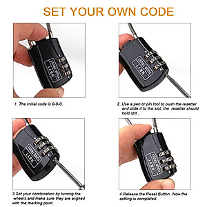 NBYT Wire Combination Lock Padlock, Wire Diameter 3/24", 16" Circumference, Suitable for Travel Luggage, Backpack, Cycling Helmet, Small Cabinet, Gym Cabinet, Suitcase