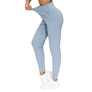 THE GYM PEOPLE Women's Joggers Pants Lightweight Athletic Leggings Tapered Lounge Pants for Workout, Yoga, Running (Medium, Denim Blue)