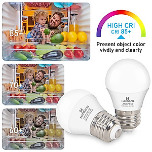 hansang Refrigerator Light Bulb E26 Base, 60Watt Equivalent, 5000K Daylight, Watreproof Appliance Fridge Bulbs, A15 LED Small Light Bulb Frigidaire Freezer Bulbs, 120V, 600LM, 2 Pack, Non-Dimmable