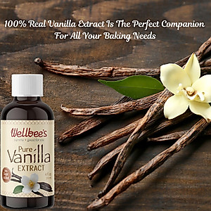Wellbee's Pure Vanilla Extract 4 oz - Gourmet Vanilla - Non-GMO - Paleo & SCD Approved - All-Natural Flavor Vanilla Extract for Baking