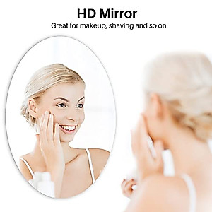 Movo Medicine Cabinet with Mirror Oval Beveled Polished Frameless Wall Mirror for Bathroom, Livingroom, Bedroom (18" W x 26" H Oval), Surface Mount Installation only, White Coated Metal Shelf