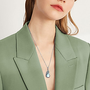 DAYLINLOVE Peacock Necklace for Women Sterling Silver Moonstone Peacock Necklace Peacock Bird Feather Pendant Jewelry for Peacock Lovers