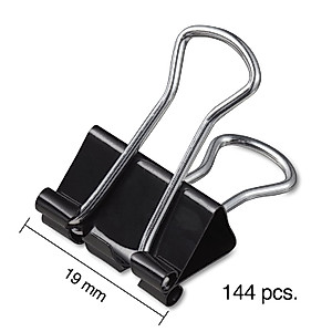 Staples 480114 Small Metal Binder Clips Bulk Pk Black 3/4-Inch Size with 3/8-Inch Capacity