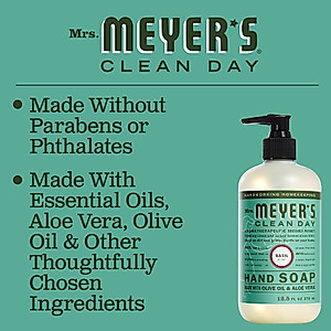 MRS. MEYER'S CLEAN DAY Hand Soap, Made with Essential Oils, Biodegradable Formula, Basil, 12.5 fl. oz