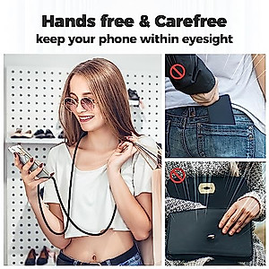 caslord Google Pixel 7 Pro Case with Strap, Mobile Phone Chain for Google Pixel 7 Pro, 6.7" Case with Neck Strap TPU Mobile Phone Case [Shockproof] [Camera Protection] [Adjustable Length] - Black