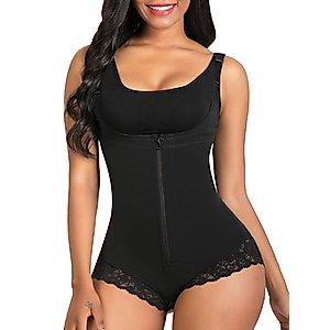 SHAPERX Women's Fajas Colombianas Shapewear Postpartum Tummy Control Body Shaper Butt Lifter Bodysuit,SZ7200-Black-New-M