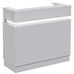Reception Desk LED Lighted Reception Area Counter LANGARA in Silver Grey