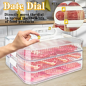 Haawooky 3 Layer Deli Meat Container with Lid,Lunch Meat Container for Refrigerator Organizing,Food Storage Container for Vegetables,Fruit,Bacon,Meat,Cheese