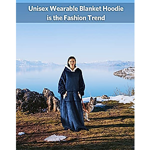 ZAKUN Oversized Wearable Blanket Hoodie,Unisex Thick Long Blanket Hoodie for Women,Cozy Giant Fleece Lounging Hoodie Blanket