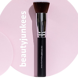 Flat Top Kabuki Foundation Brush - Beauty Junkees Large Dense Synthetic Face Makeup Brushes for Liquid, Cream, Powder Make Up, Buffing, Blending, Stippling Applicator, Brocha Para Base de Maquillaje