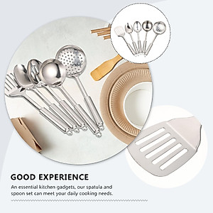 Happyyami 1 Set Set Stainless Steel Kitchenware Cutlery Set Spatulas Set Tablespoon Set Cooking Skimmer Ash Can for Fireplace Kitchen Cooking Utensils Food Spatula Kitchen Gadget Egg Spatula