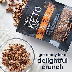 Ratio Toasted Almond Granola Cereal, 2g Sugar, Keto Friendly, 8 OZ Resealable Cereal Bag