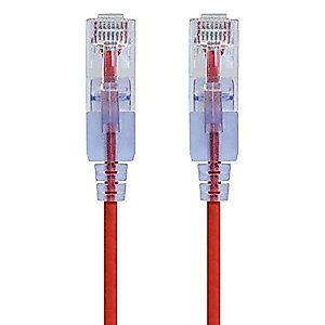 Monoprice Cat6A 5ft Red 10-Pk Patch Cable UTP 30AWG 10G Pure Bare Copper Snagless RJ45 SlimRun Series Ethernet Cable