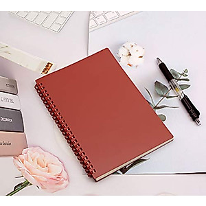Yansanido Red Cover Spiral Notebook, 4 Pcs A5 Thick Plastic Hardcover 8mm Ruled 80 Sheets -160 Pages Journals for Study and Notes (Ruled-4pcs Wine Red, A5)