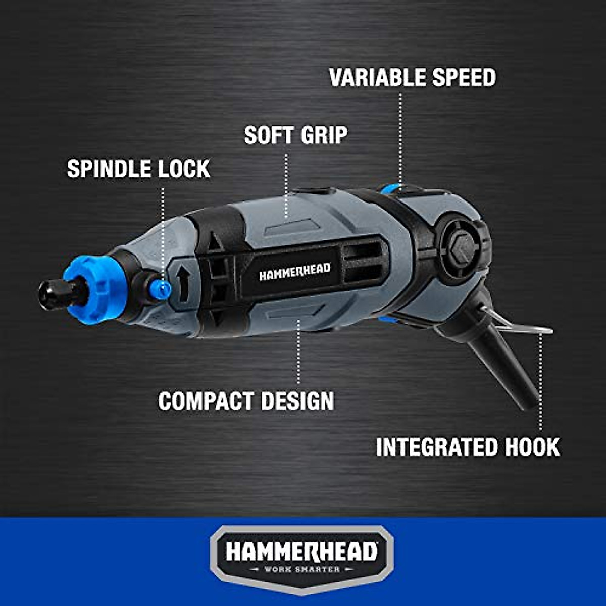 Hammerhead 1.2-Amp Rotary Tool with 62 Accessory Attachments and Carrying Case – HART012