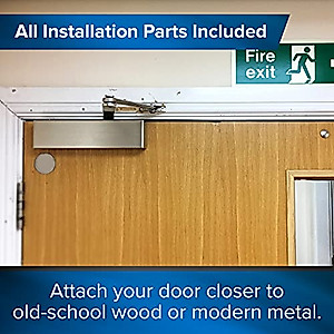 Lawrence Heavy Duty Door Closer Commercial Grade 1 - Adjustable 6-Speed Delayed-Action Door Control with 3 Pistons – Flexible Installation with Included Hardware - Lawrence Hardware LH816