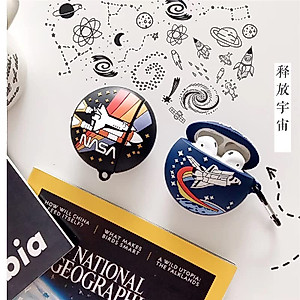 Silicone Case for Airpods Pro, Cute Astronaut Protective Soft Rubber Cover Skin with Keychain for Kids Teens Girls Boys (Astronaut Blue)