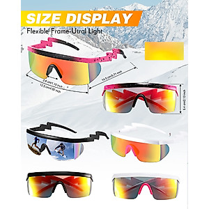 Fabbay 12 Pairs 90s Sunglasses Neon Semi Rimless Rainbow 80s Zigzag Sunglasses Goggle Style Retro Rave Shades Glasses for Men Women Halloween Cosplay