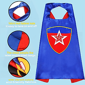 Superhero Capes and Masks for Halloween Cosplay Double Side Toy For Kids Best Gifts Yellow