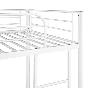 Bunk Bed,Twin Over Twin Metal Bunk Bed,Metal Bunk Bed Twin with 2 Ladder and Safety Rail,Space Saving,for Kids Boys Girls Teens Adults(White)