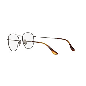 Ray-Ban RX8148V Hexagonal Titanium Prescription Eyewear Frames, Demigloss Gunmetal/Demo Lens, 54 mm