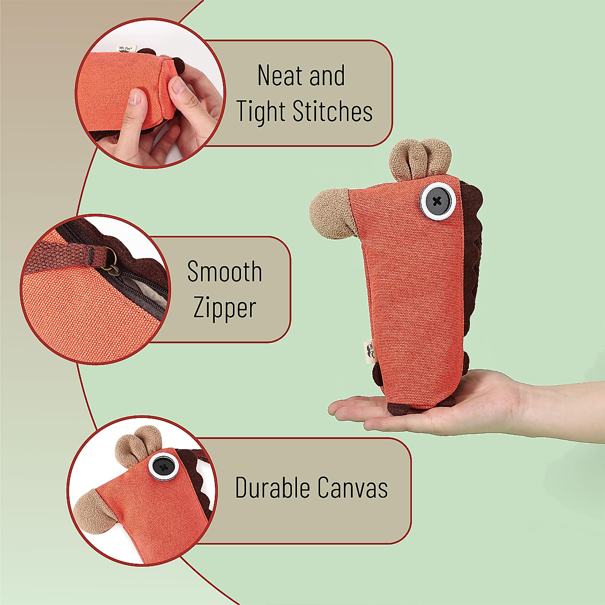 Mr. Pen- Standing Pencil Case, Animal Pencil Pouch, Red Donkey, Kids Pencil Case for Kids, Stand Up Pencil Case, Cute Pencil Pouch for Girls and Boys, Pen Case, Pen Pouch, School Pencil Case Pouch