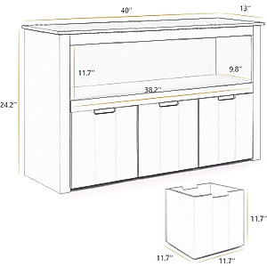SOSPIRO Kids Toy Storage Organizer with Bins, Toy Storage Cabinet with Bookshelf and Movable Drawers, Wooden Toy Box for Boys and Girls, Nursery, Playroom, Kids Room, Grey